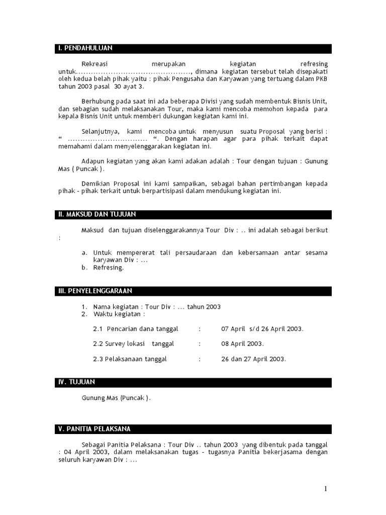 Contoh Proposal Tour | PDF