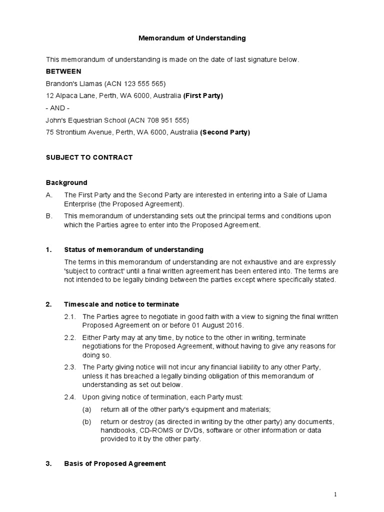 MoU -- LawPath.docx | Memorandum Of Understanding | Legal Remedy