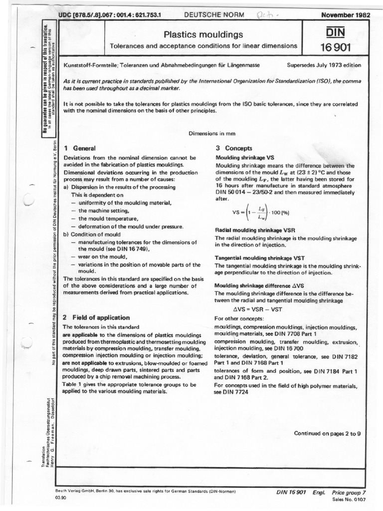 Tolerance Guide(DIN 16901).pdf | Tolerancia de ingeniería | Plástico
