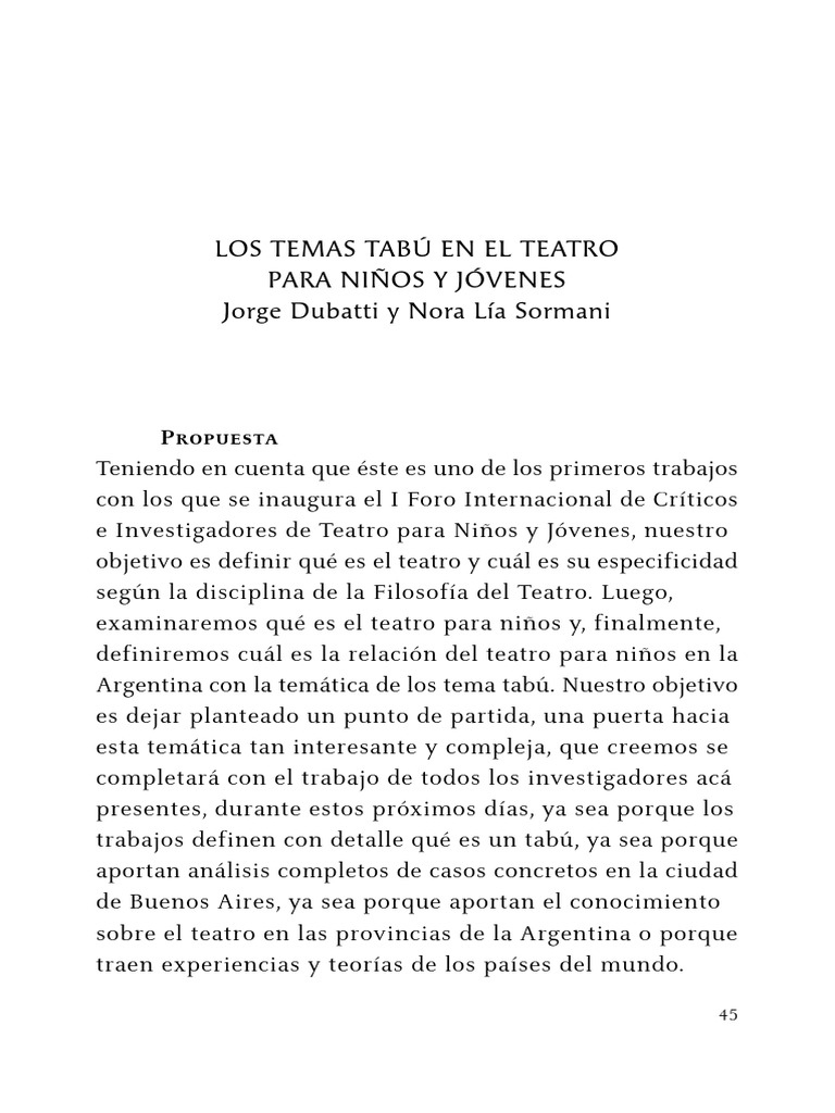 Los Temas Tabu en El Teatro para Ninos y Jovenes | PDF | Teatro | Adultos