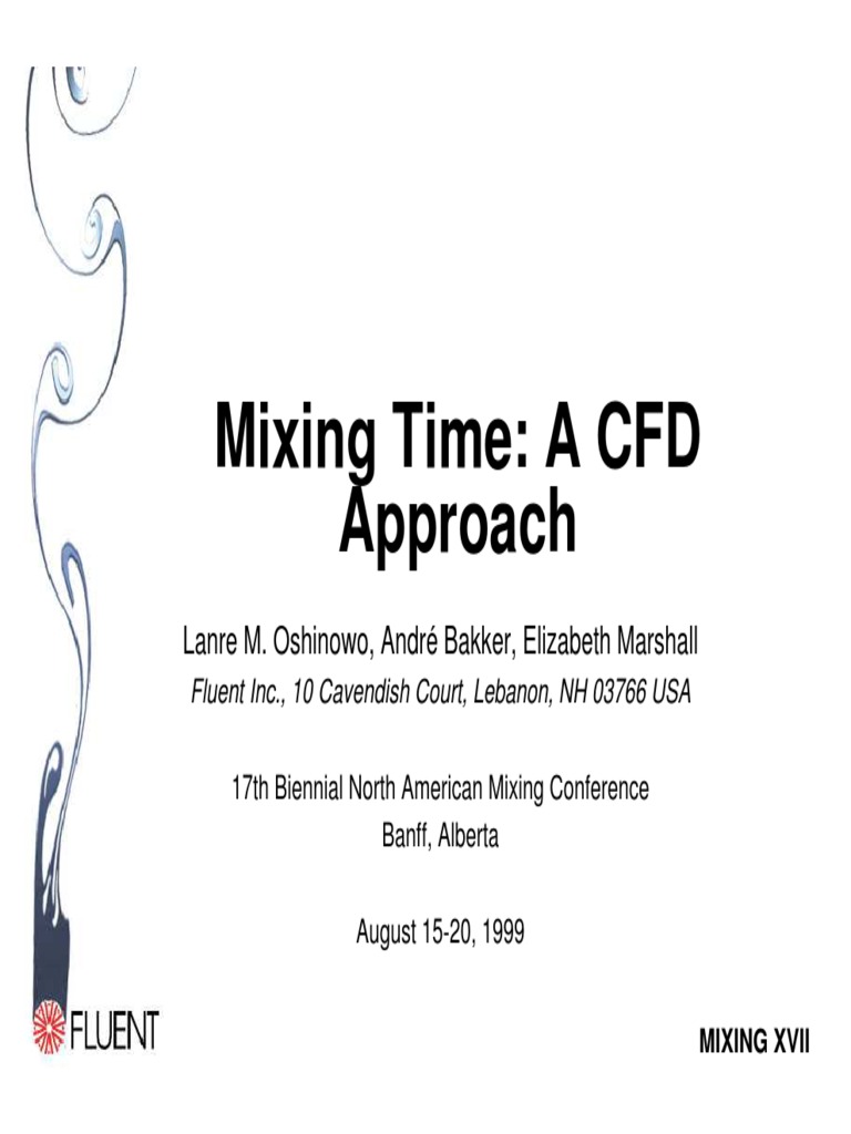 CFD Mixing Time Calculation Methods | PDF | Computational Fluid ...