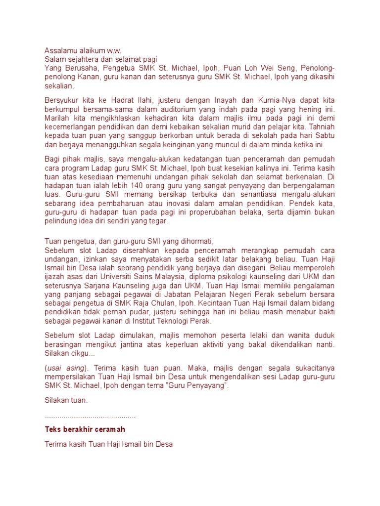 Contoh Text MC Ceramah | PDF