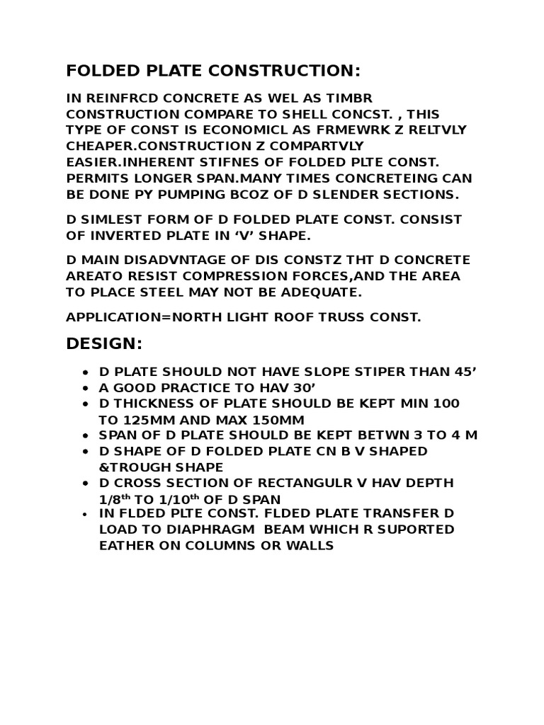 Folded Plate Construction | PDF