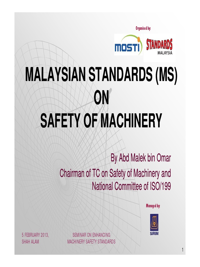 Malaysian Standards (MS) On Machinery Safety PDF | PDF | Safety | Machines