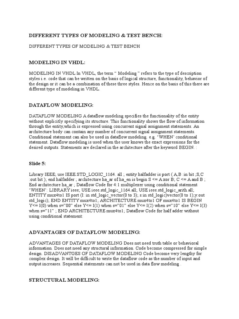 VHDL Modeling Types | PDF | Vhdl | Areas Of Computer Science