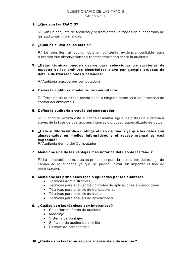 Guía de Auditoría con TAAC's | PDF | Software | Ingeniería Informática