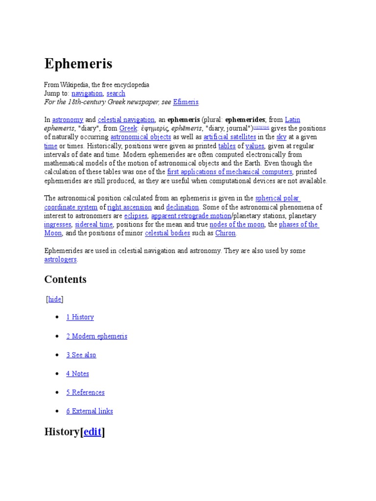 Ephemeris | PDF | Astrometry | Astronomy