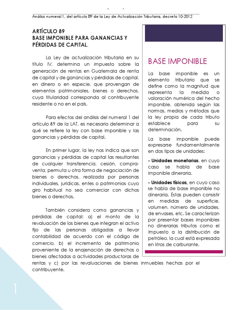 Analisis Artículo 89 Isr Pdf Depreciación Contabilidad