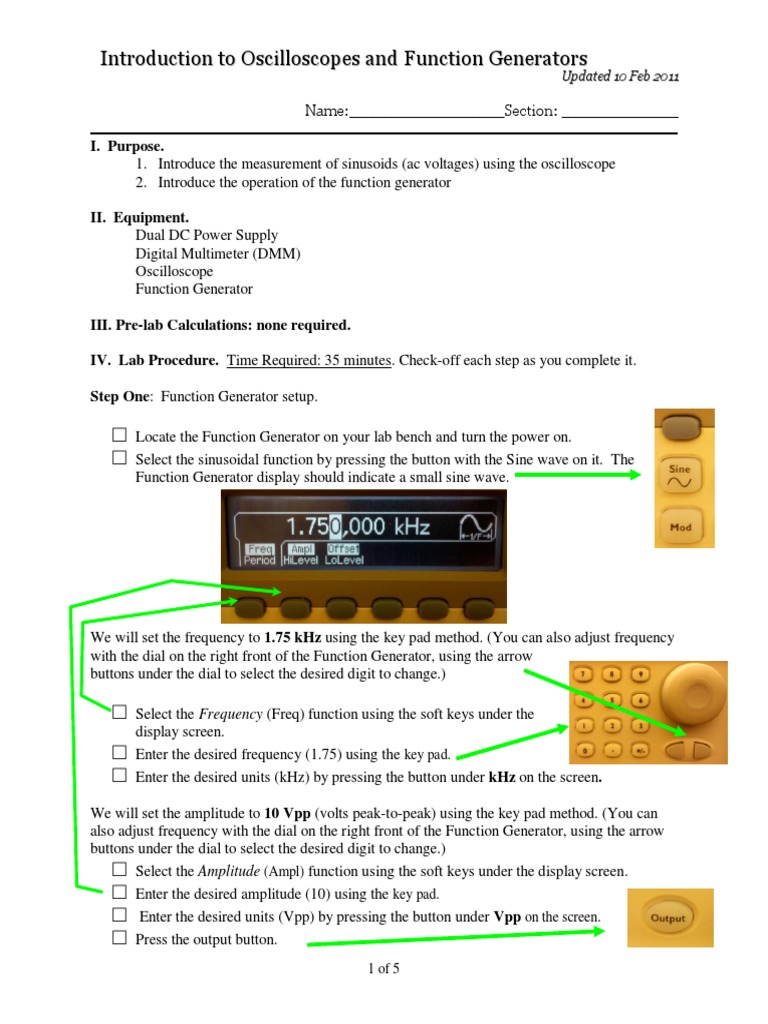 Introduction To Oscilloscopes and Function Generators | PDF | Amplitude | Manufactured Goods
