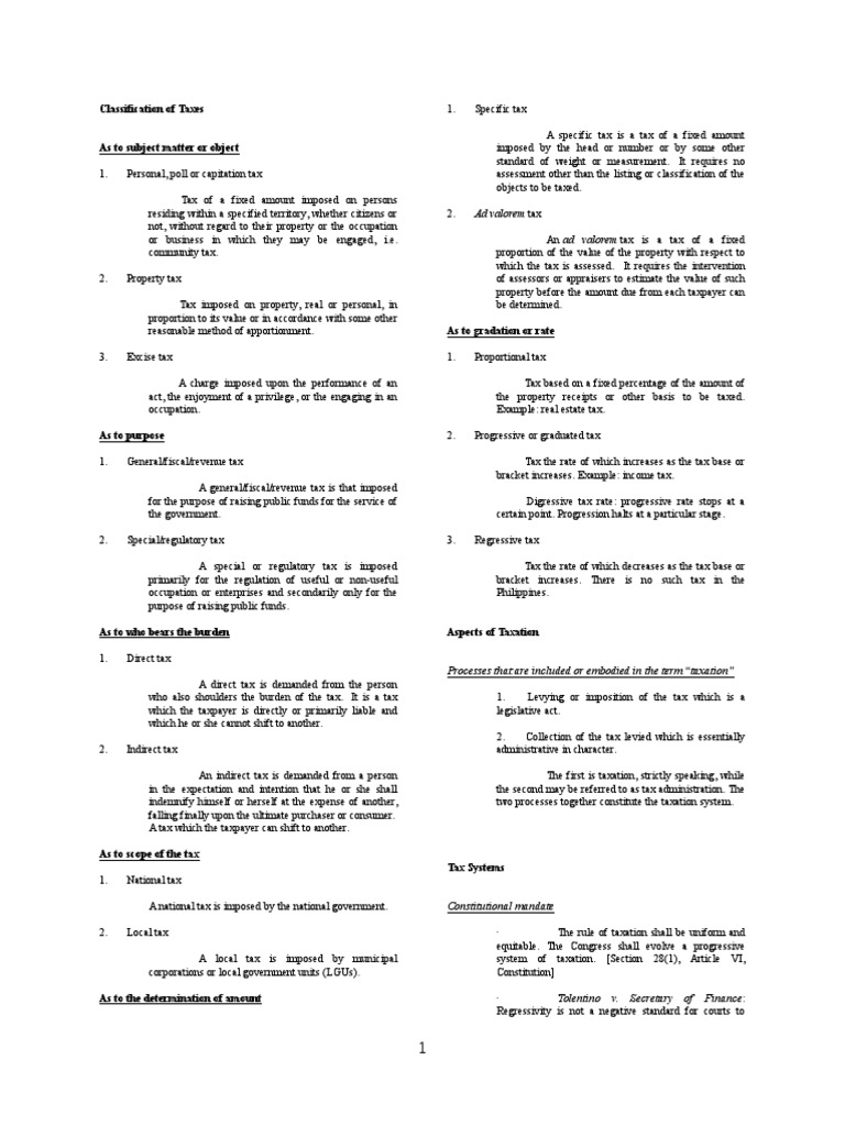 Classification of Taxes | PDF | Taxation In The United States | Double ...