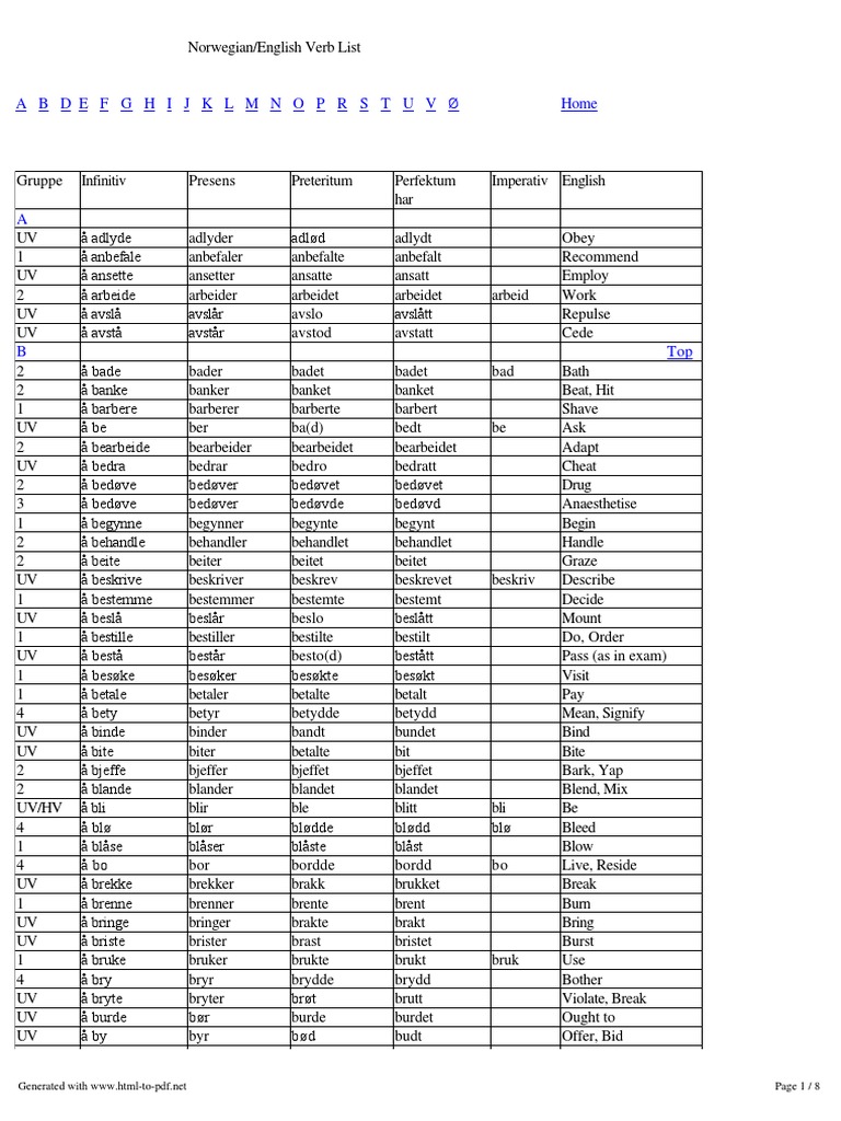 verbs-norsk