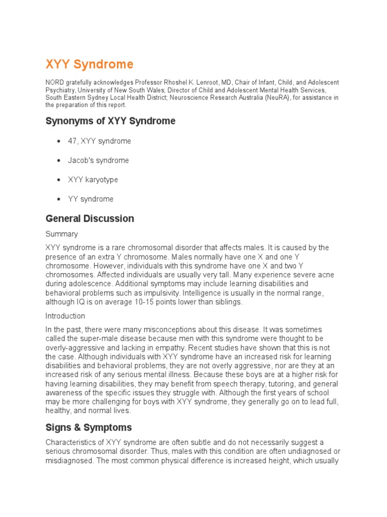 XYY Syndrome | PDF | Clinical Medicine | Medicine