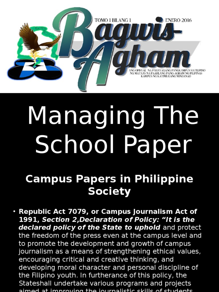 Managing the School Paper | Journalism | Value (Ethics)