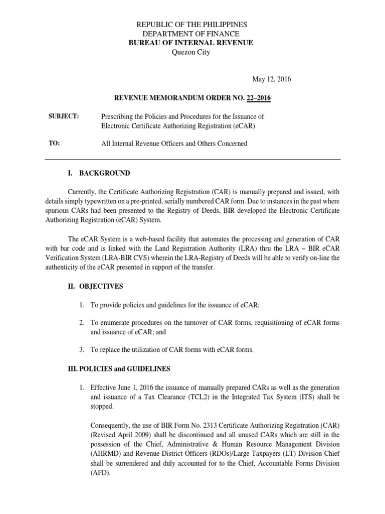 Rmo No. 22 2016 PDF | PDF | Authentication | Government