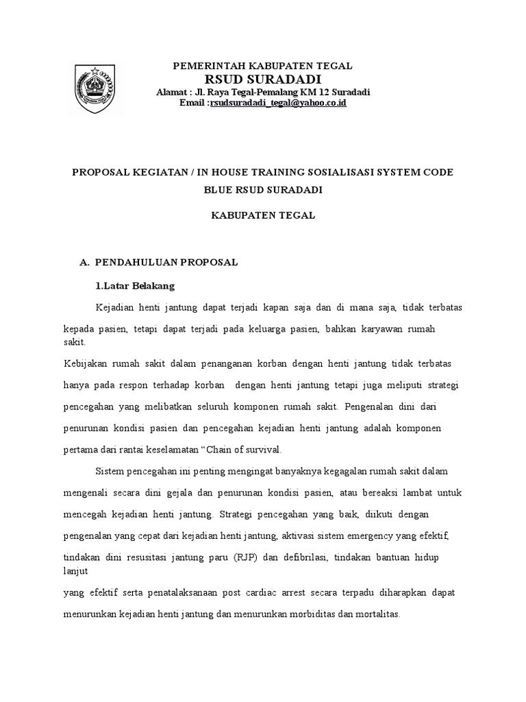 Proposal Code Blue Rsud Inhouse | PDF | Pengembangan Diri | Kesehatan Holistik