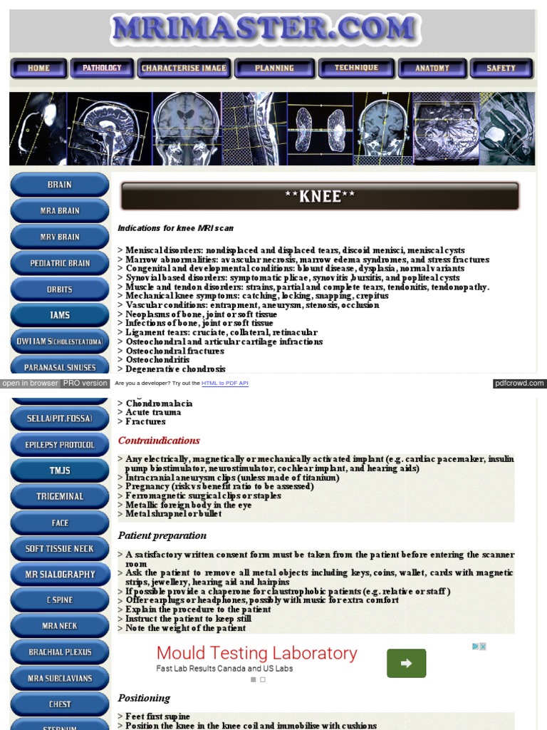 Mri Master Rodilla | Knee | Musculoskeletal System