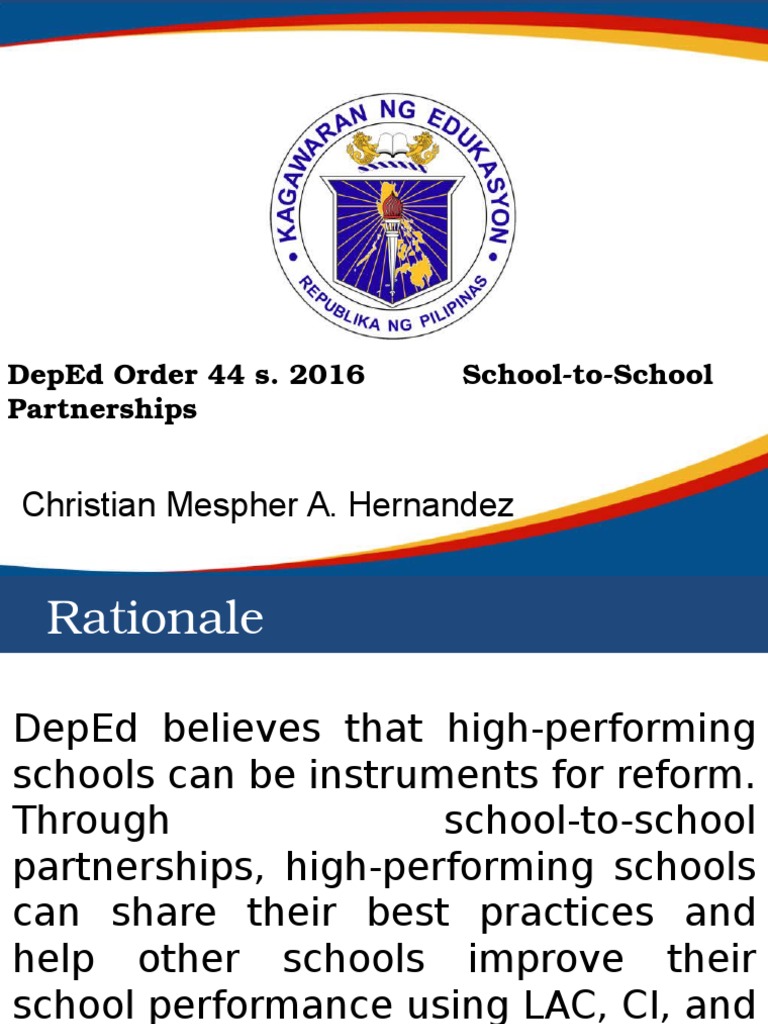 DepEd School-to-School Partnerships | PDF | Needs Assessment | World ...
