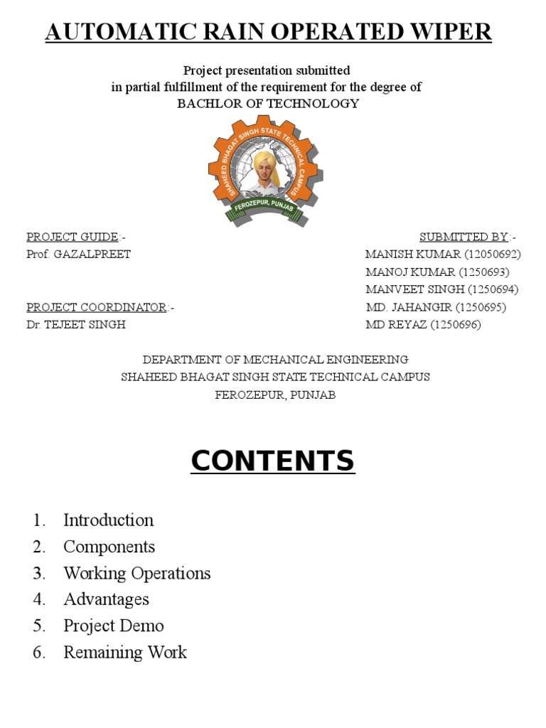 Automatic Rain Wiper System | PDF | Automation | Battery (Electricity)