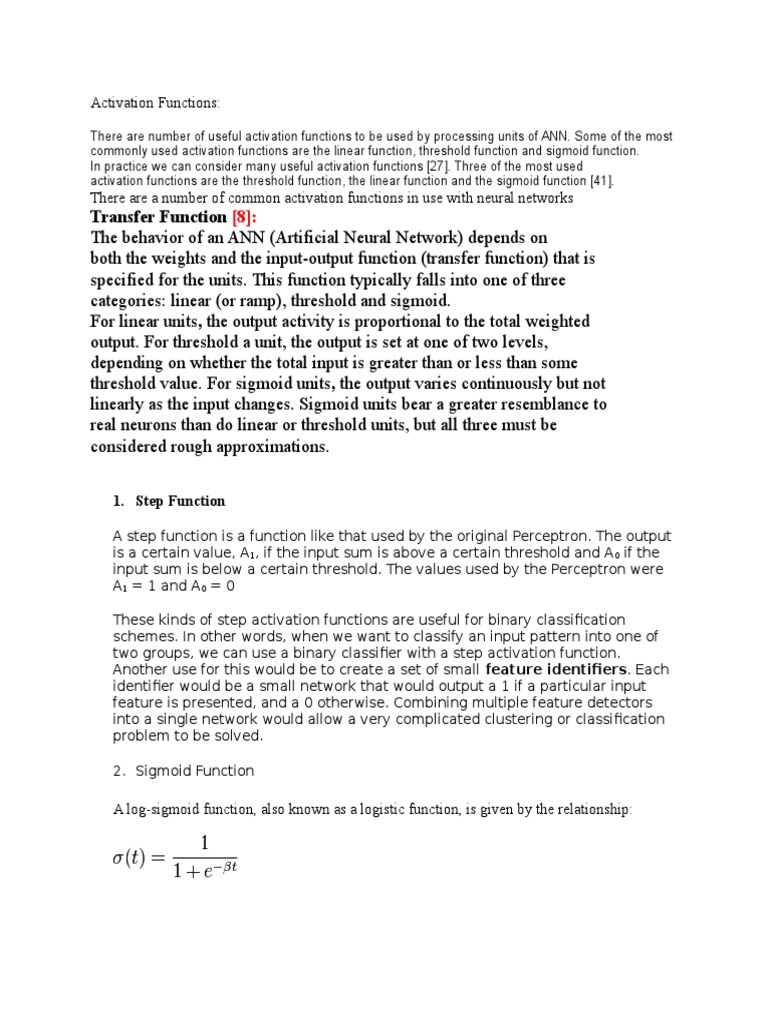 Activation Functions | PDF | Artificial Neural Network | Function ...