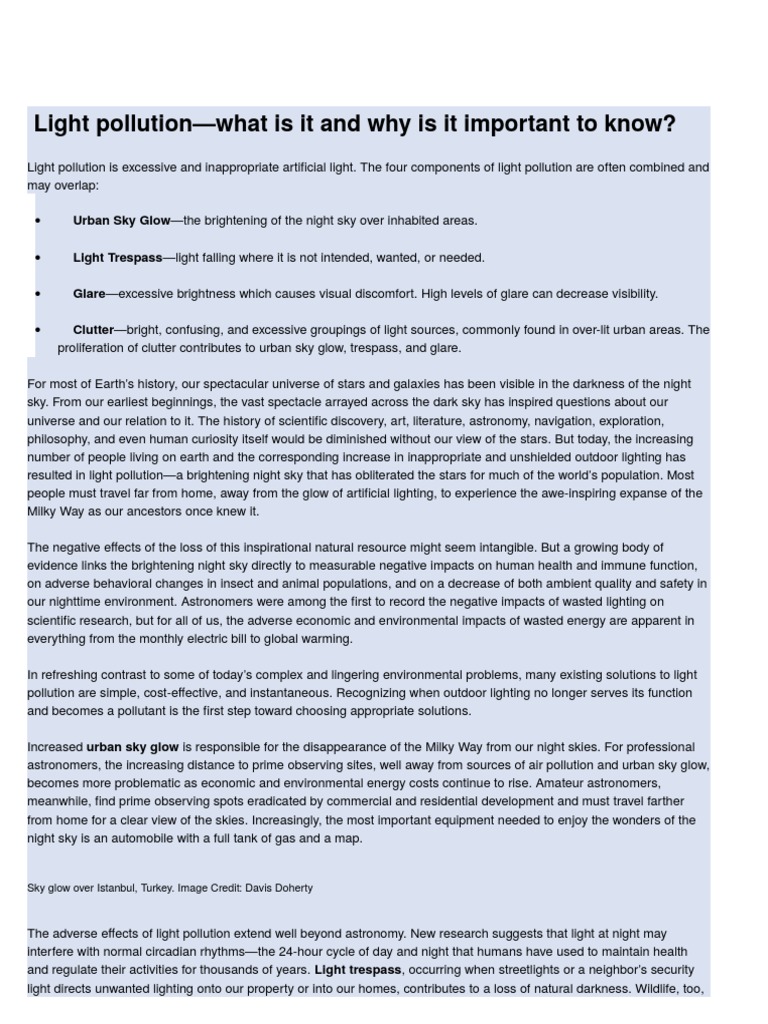Light Pollution | PDF | Lighting | Light