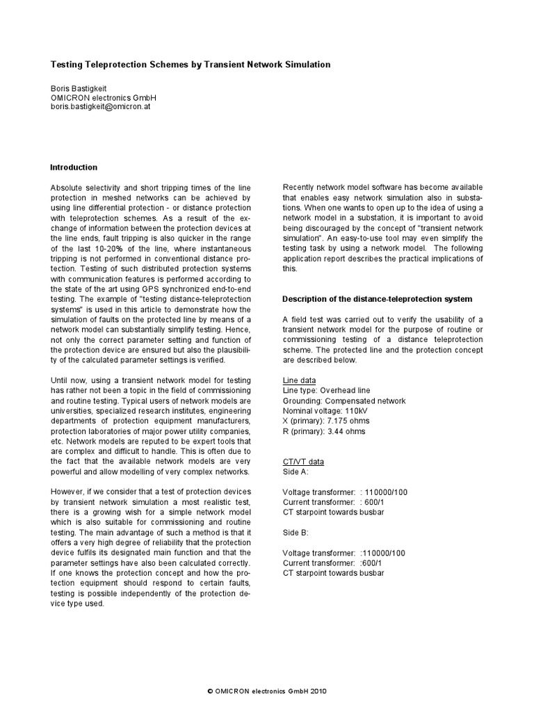 2010 PotM Testing Teleprotection Schemes | PDF | Simulation ...