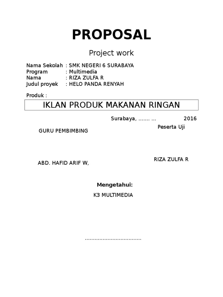 Contoh Proposal Tugas Akhir 2016 - Iklan Produk | PDF