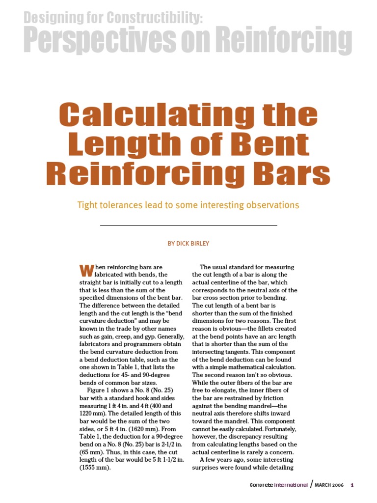 Calculating Length of Reinforcing Bars | PDF | Geometry | Physics