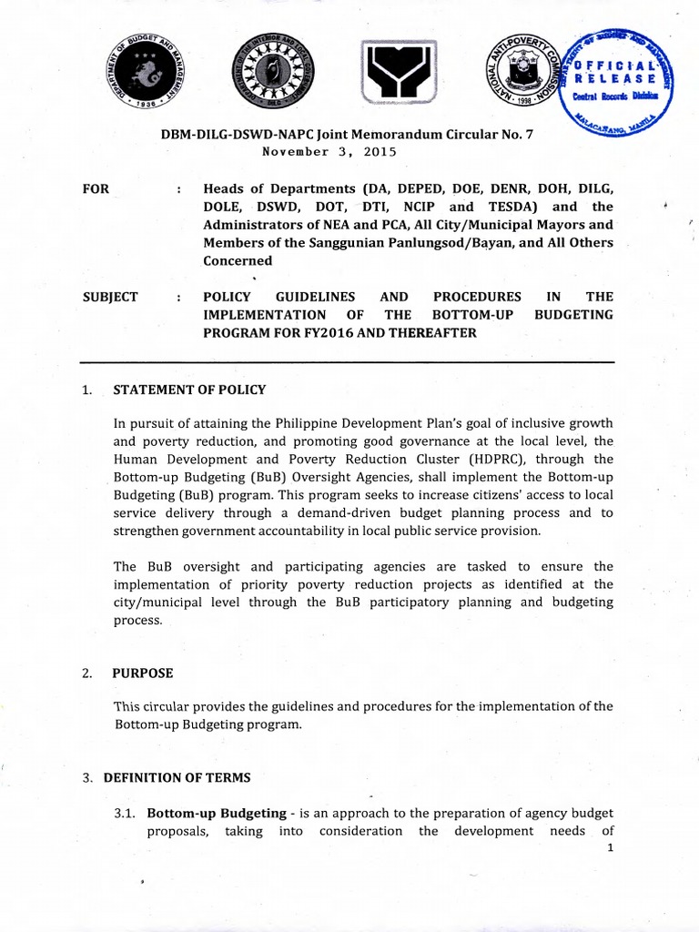 JMC - DBM Dilg DSWD Napc No. 7 | PDF | Governance | Poverty Reduction JMC - DBM Dilg DSWD Napc No. 7 | PDF | Governance | Poverty Reduction