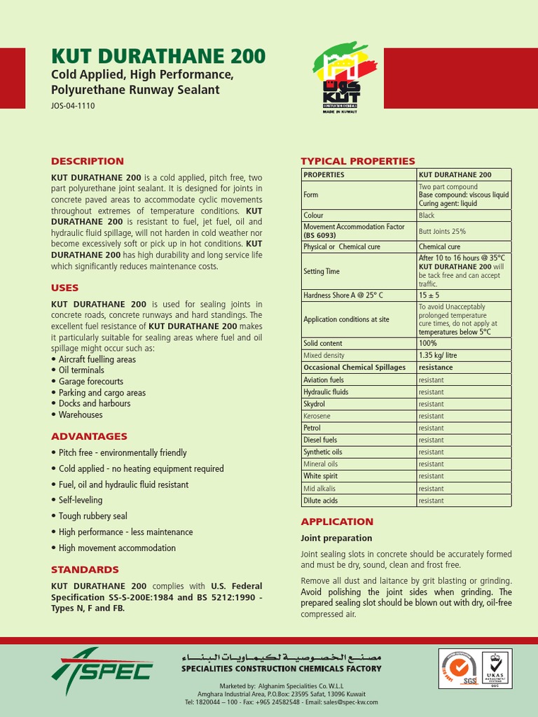 Kut Durathane 200 | Download Free PDF | Concrete | Fuels