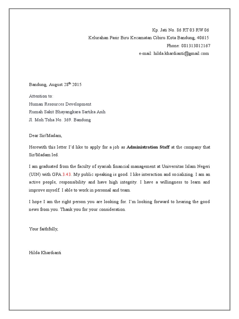 Application Letter Hilda | PDF