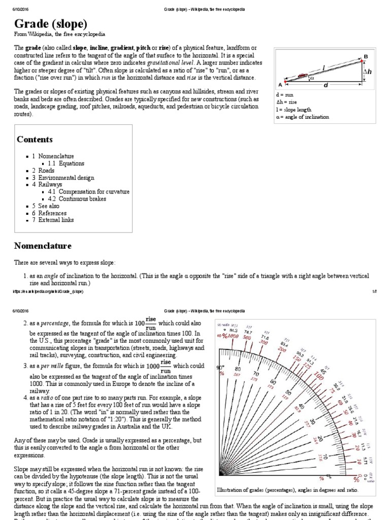 Grade (Slope) - Wikipedia, The Free Encyclopedia | PDF | Transportation ...
