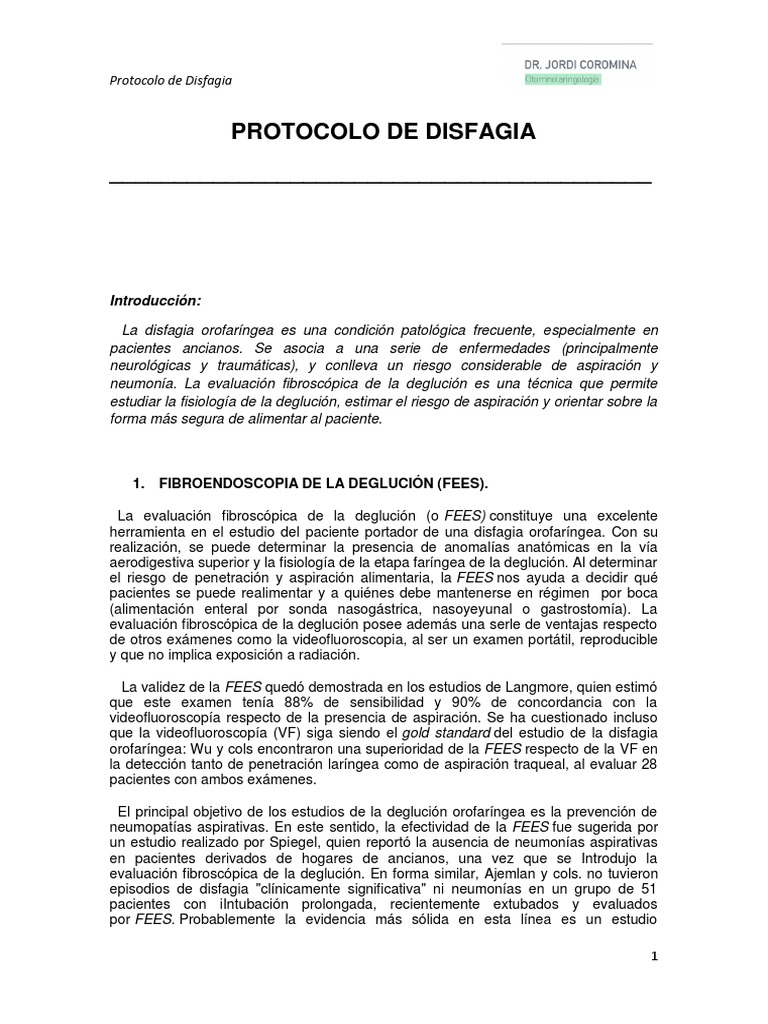 Protocolo Disfagia | PDF | Carrera | Medicina CLINICA