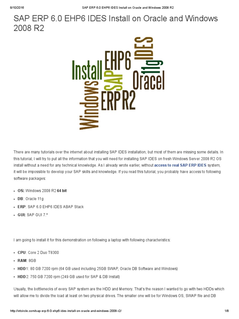 SAP ERP 6.0 EHP6 IDES Install On Oracle and Windows 2008 R2 | Download ...
