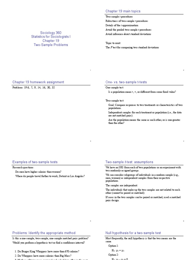 Chapter 19 Main Topics | PDF | Standard Error | Statistical Hypothesis ...