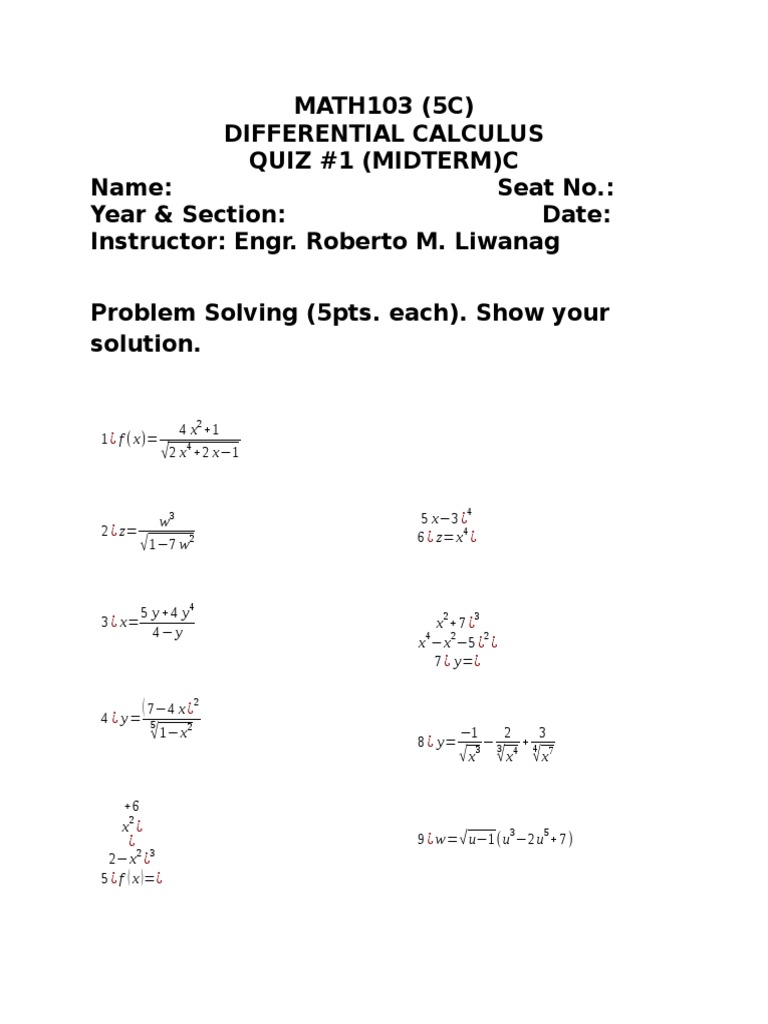 Dif - Cal #1 '2 | PDF | Teaching Methods & Materials