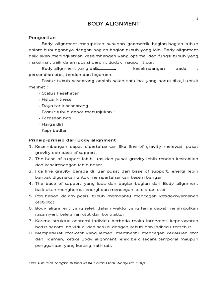 Prinsip dan Manfaat Body Alignment | PDF | Karier & Perkembangan