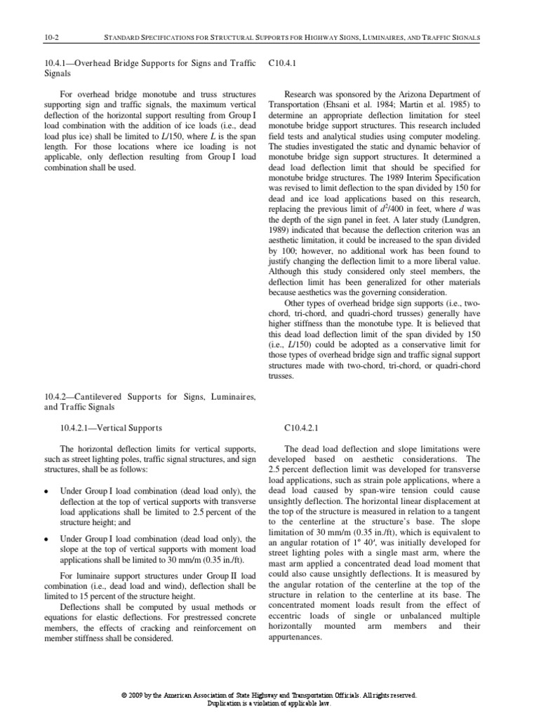 AASHTO-2009 Highway Signs 159 PDF | PDF | Structural Load | Truss