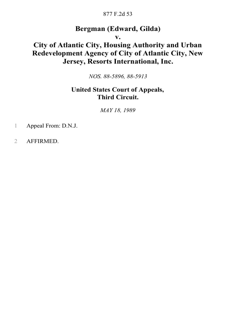 Bergman (Edward, Gilda) v. City of Atlantic City, Housing Authority and ...