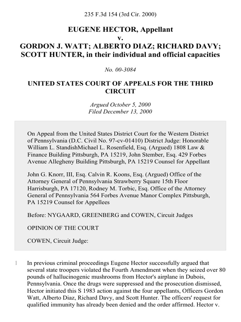 Eugene Hector v. Gordon J. Watt Alberto Diaz Richard Davy Scott Hunter ...