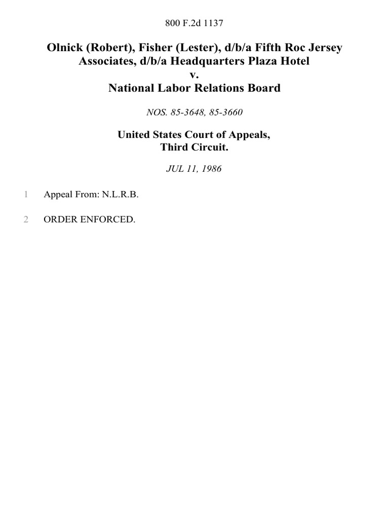 Olnick (Robert), Fisher (Lester), D/b/a Fifth Roc Jersey Associates, D ...