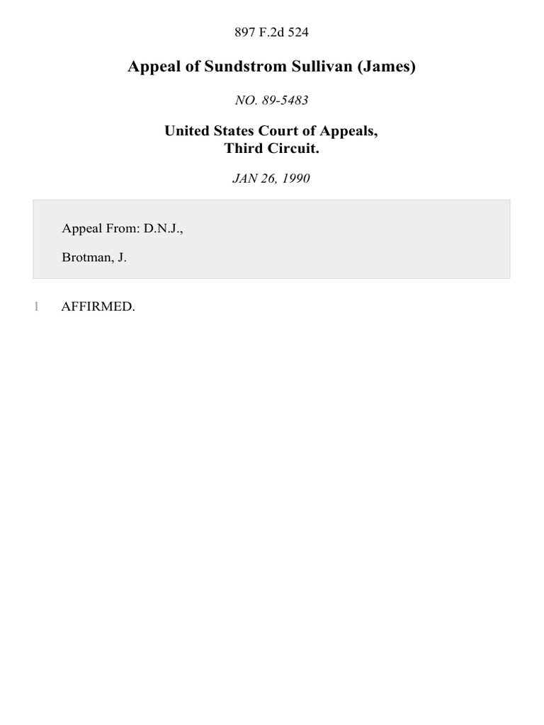 Appeal of Sundstrom Sullivan (James), 897 F.2d 524, 3rd Cir. (1990) | PDF