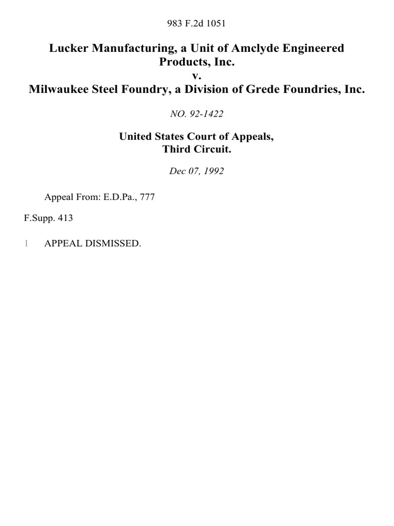 Lucker Manufacturing, A Unit of Amclyde Engineered Products, Inc. v ...