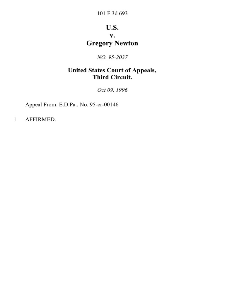United States v. Gregory Newton, 101 F.3d 693, 3rd Cir. (1996) | PDF