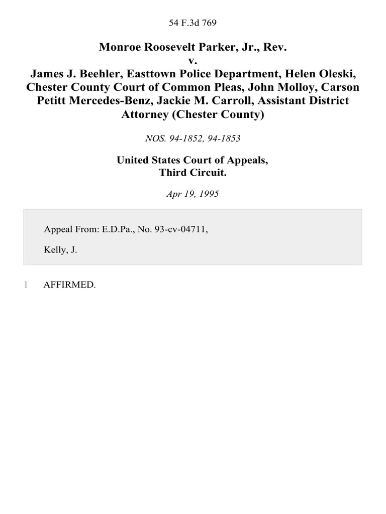 Parker v. Beehler: Third Circuit Appeal | PDF