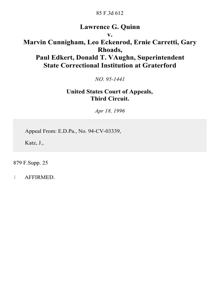 Lawrence G. Quinn v. Marvin Cunnigham, Leo Eckenrod, Ernie Carretti ...