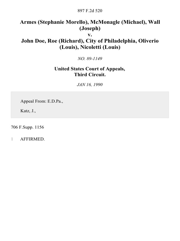 Armes (Stephanie Morello), Mcmonagle (Michael), Wall (Joseph) V. John ...