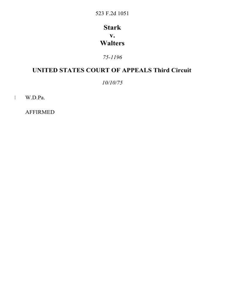 Stark v. Walters, 523 F.2d 1051, 3rd Cir. (1975) | PDF