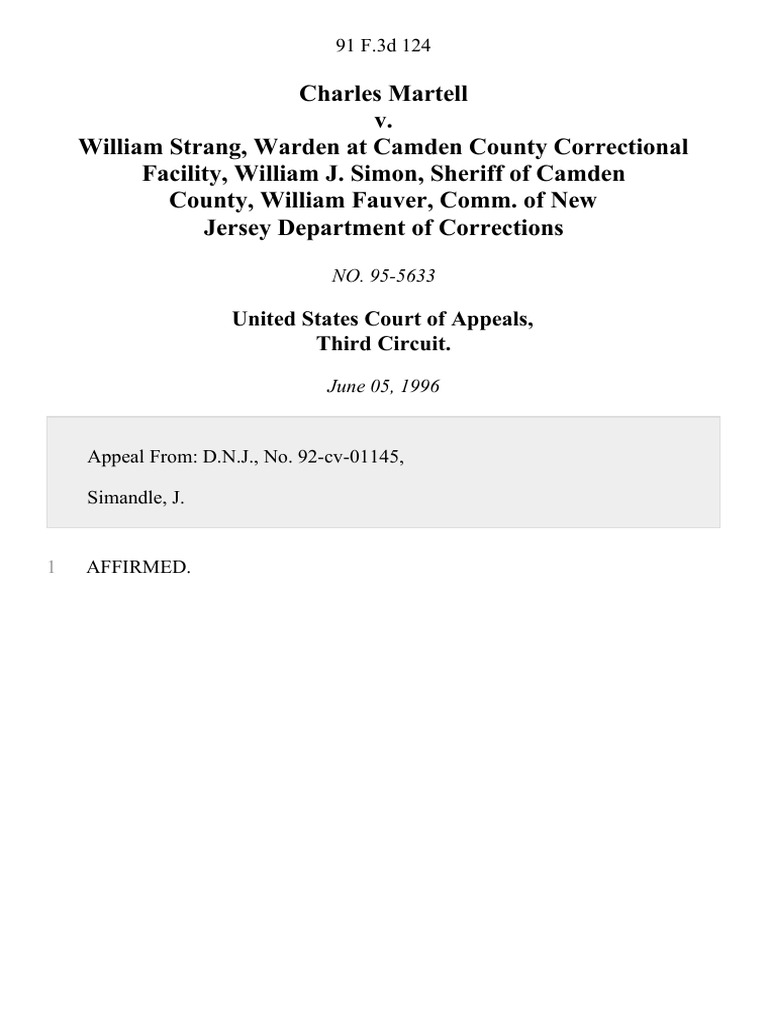 Charles Martell v. William Strang, Warden at Camden County Correctional ...