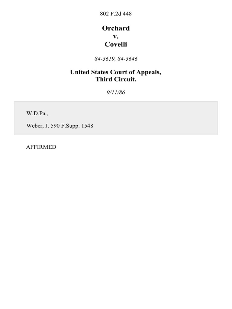 Orchard v. Covelli, 802 F.2d 448, 3rd Cir. (1986) | PDF