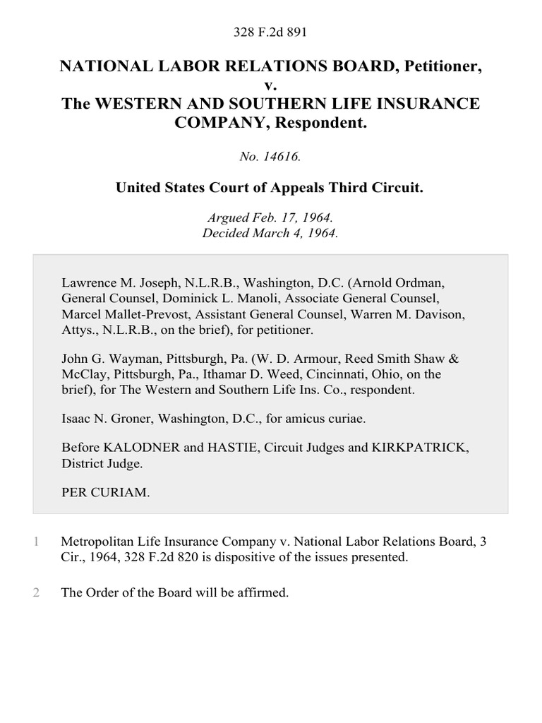 National Labor Relations Board v. The Western and Southern Life ...